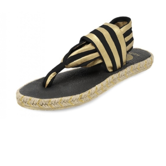 Nalha | Shoes | Nalha Ganika Metallic Gold Black Espadrille Sandals ...